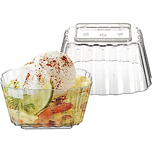 DEAYOU 100 Pack 5 Oz Dessert Cups with Spoons, Small Plastic Mousse Cup Dessert Shooters, Clear Disposable Parfait Appetizer Cup, Mini Reusable Trifle Tumbler Cup for Souffle, Pudding, Party