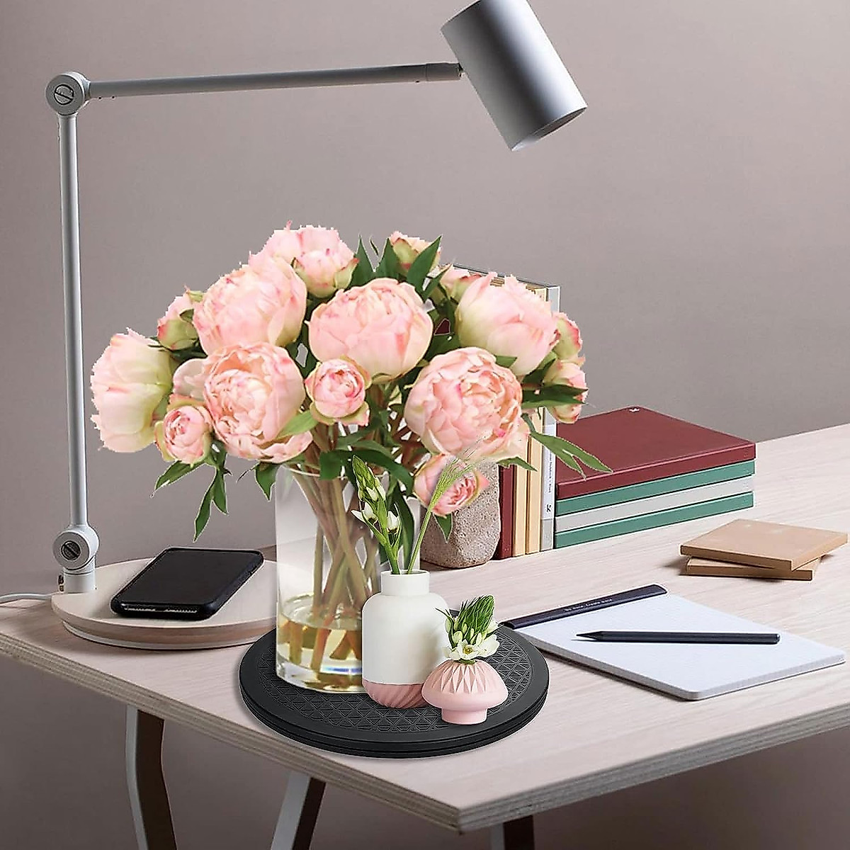 RHBLME 3 Pack Black Lazy Susan, 10 Inch Lazy Susan Non Slip Lazy Susan Turntable for Cabinet, Heavy Duty Lazy Susan for Monitor, Laptop, TV, Potted Plants, Display, etc