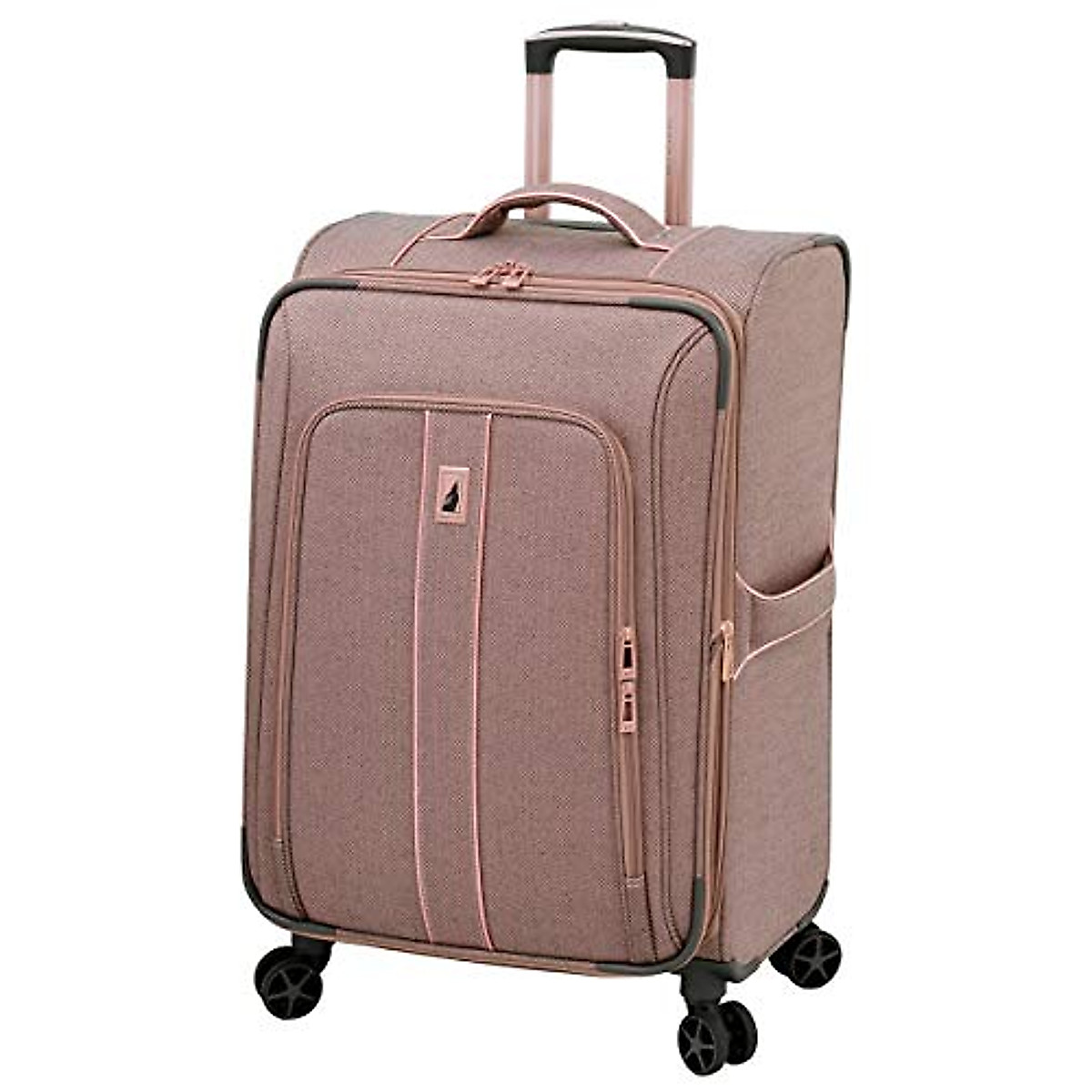 LONDON FOG Newcastle Softside Expandable Spinner Luggage, Rose Charcoal Herringbone, Checked-Medium 24-Inch