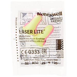 Howard Leight by Honeywell Laser Lite High Visibility Disposable Foam Earplugs, Pink/Yellow , 200-Pairs (LL-1) - 3301105