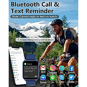 Smart Watch, 1.96-Inch HD Touch Screen Smartwatch with Text and Call, Heart Rate, Blood Oxygen, and Activity Trackers - Compatible with iPhone and Android, IP68 Waterproof, for Men and Women (Blue)