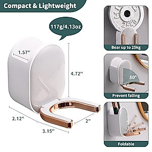 letaii Hair Dryer Holder Wall Mounted, 2-in-1 Self Adhesive Blow Dryer Holder for Bathroom, Fits Dyson Hair Dryers & More, Dark Green