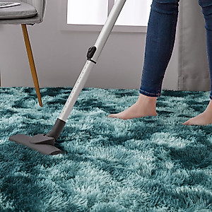 DweIke Fluffy Modern Area Rugs for Living Room Bedroom, 3x5 ft Plush High Pile Rug for Kids Girls Room Nursery Home Decor, Upgrade Non-Slip Girls Bedroom Soft Indoor Rug, Tie-Dyed Peacock Blue