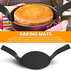 2pcs Baking Mats for Dutch Oven, Reusable Non-stick Silicone Bread Sling with Measurement, Long Handle Baking Mat, Oil Brush and Scraper for Making Bread