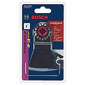 BOSCH OSL200FS 1-Piece 2 In. Starlock Oscillating Multi Tool Soft Materials High-Carbon Steel Flexible Scraper Blade for Removing Caulk and Sealants