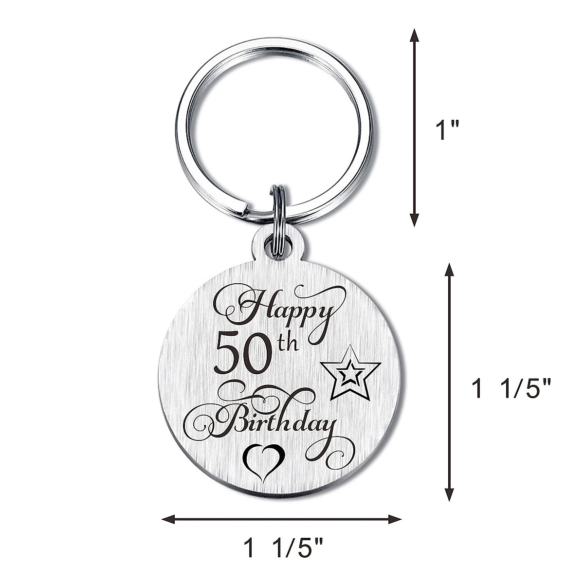 Laluminter 50 Years Old Birthday Gifts Keychain for Women Men Him Her - Happy 50th Bday Decorations Party Favors Presents