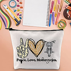 WZMPA Motorcyclist Cosmetic Bag Ride Safe Biker Gift Peace Love Motorcycle Makeup Zipper Pouch Bag For Friend Family (Peace Motorcycle)