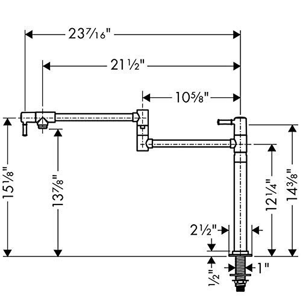 hansgrohe 04219000 Talis C 16-inch Tall 2-Handle Pot Filler with 360-Degree Swivel in Chrome
