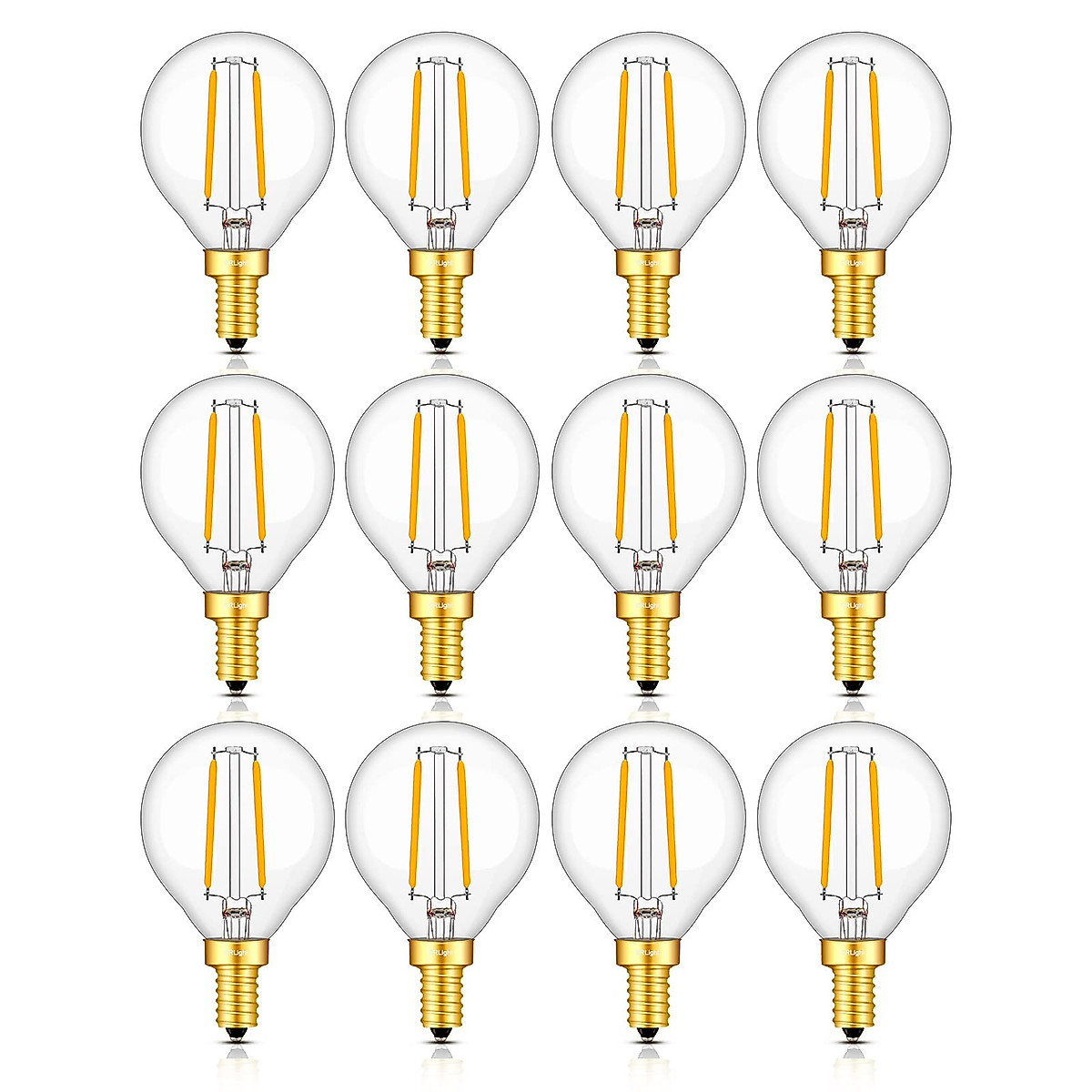 CRLight 2W LED Candelabra Bulb 25W Equivalent Warm White 2700K 250LM, E12 Vintage Edison G16(G50) LED Globe Bulb, Chandelier Bathroom Vanity Mirror Light Bulbs, Non-dimmable, 12 Pack
