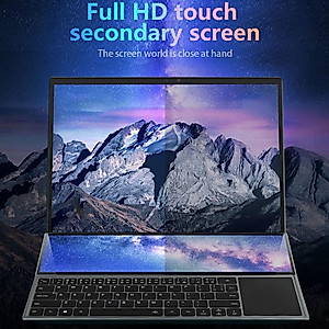 ASHATA Ultra Thin Laptop, 16 inch Main Screen,14 inch Touch Sub Screen 1920x1200, for Intel I7 10750H, 16GB RAM, Laptop Computer for Windows 10 11 System, with Stylus, 5000mAh, Silver