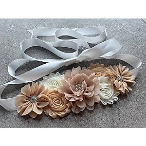 Luoyunna Flowers for Sashes Maternity Pregnancy Sash Belt for Baby Shower Wedding Bride (Champagne)