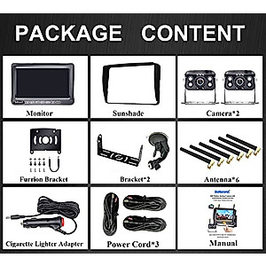 DoHonest RV Backup Camera Wireless HD 1080P 2 Infrared Night Vision Bluetooth Rear View Cam 7‘’ DVR Touch Key Monitor Kit Adapter for Furrion Pre-Wired RV Trailer Truck Camper Van 4 Channels V23