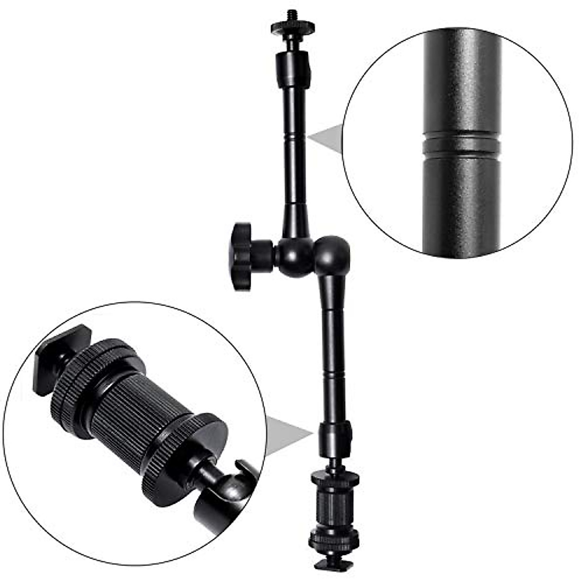 WANBY 11 Inch Articulating Friction Magic Arm & Large Adjustable Super Clamp Pliers Clip with 1/4" and 3/8" Thread for DSLR Camera Rig, LCD Monitor, LED Flash Lights (Arm & Clamp)