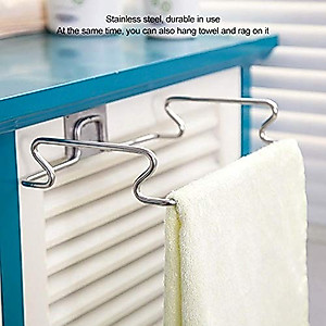 Yosoo Trash Rack, Trash Bag Holder Stainless Steel Door Back Kitchen Garbage Trash Bag Holder Hanging Rack Bracket