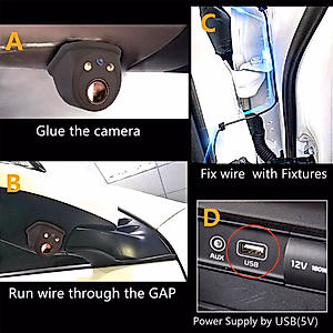 Polarlander 5V Car USB Wireless WiFi Blind Spot Front Rear Side View DVR Camera 1280 * 720 WiFi Car Camera for iPhone and Android by APP