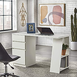 Target Marketing Systems Como Computer Desk with Storage, 3-Drawer Laptop Table with 2 Shelves for Home Office, Study Room and Gaming, 49.6 Inches Wide, White