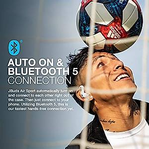 JLab JBuds Air Sport True Wireless Bluetooth Earbuds + Charging Case, White, IP66 Sweat Resistance, Class 1 Bluetooth 5.0 Connection, 3 EQ Sound Settings Signature, Balanced, Bass Boost (Renewed)