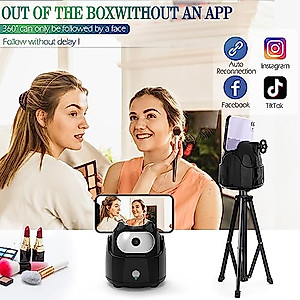 Auto Face Tracking Tripod 360 ° Rotation,Smart Face Motion Tracking Tripod,Selfie Cell Phone Holder Camera Stand,No App Required, for Tiktok, Video Recording Vlog,Live Streaming, YouTube