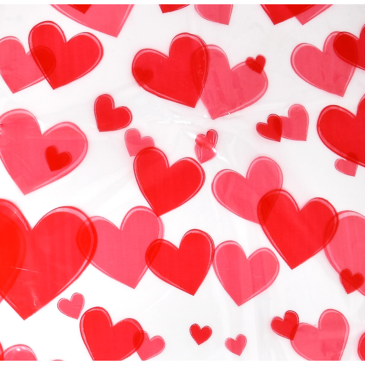 18 Valentine Cellophane Basket Bags with Twist Ties 22" x 25" Jumbo Large Valentines Day Red Heart Gift Wrap Clear Cello Plastic Bag for Baskets