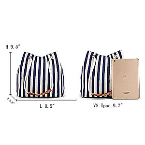 LOYUYU Women's Tote Bag Canvas Shoulder Bag Hobo Bag Daily Working Handbag Navy