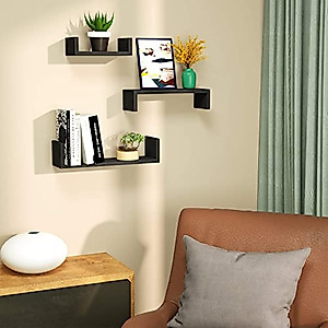 SRIWATANA U Shelves Wall Mounted Set of 3 and Large Floating Shelves Set of 2