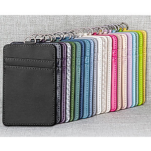 Leather Badge Holder and Adjustable Retractable Lanyards, Quick Release Buckle and Safety Breakaway Lanyards with Swivel Metal Clasp for Offices, Staff, Students, Employees