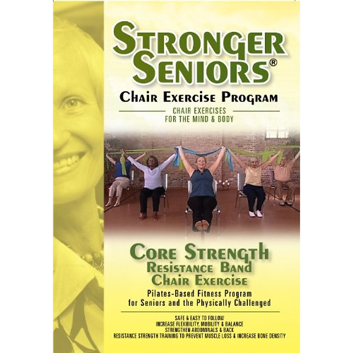 Stronger Seniors Core Strength DVD-Resistance Band Exercise Program developed by Anne Burnell, Instructor at the Rehabilitation Institute of Chicago. Gentle Exercises for Arthritis, Osteoporosis and Parkinson's. Resistance Band included