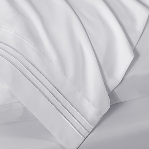 CozyLux Pillow Cases Queen Set of 2 Luxury 1800 Series Double Brushed Microfiber Bed Pillow Cases Embroidered 2 Pack 20x30 inches, White Pillow Covers with Envelope Closure, Pillows Not Included