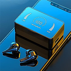 Qonioi Wireless Bluetooth Earphones, Mirror Screen Digital Display Touch-Control Bluetooth Earphones HD Stereo Built-in Mic in-Ear Earphones Display Charging Case for Sport