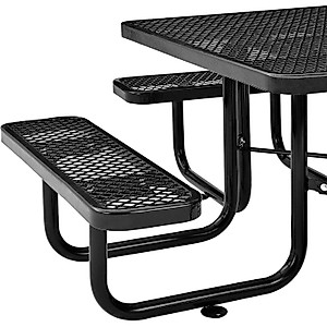 Global Industrial 46" Expanded Metal Square Picnic Table, Black