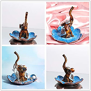 Waltz&F Bronze Raise Nose Elephant Metal Ring Jewelry Holder Trinket Box Table Centerpiece Decor