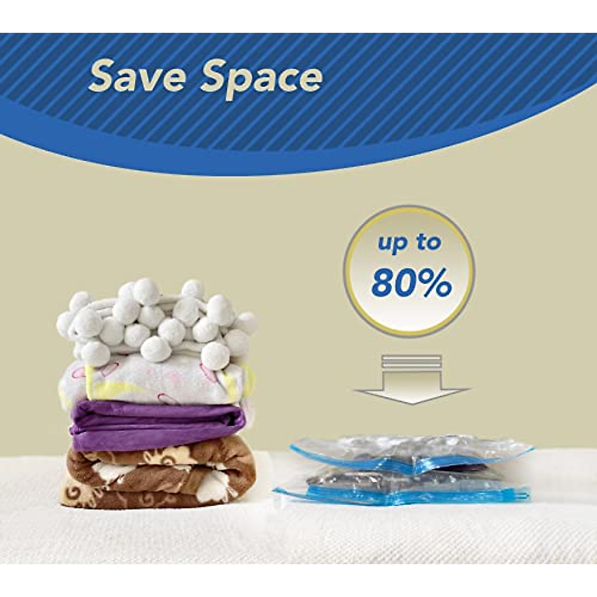 Vacuum Storage Bags 3 Pack Large Vacuum sealed bags for Clothes 3 Large (32x24“) Premium Reusable Space Saving storage bags for comforters and blankets (3, Large)