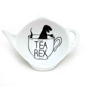 Tea Rex Teabag Holder, Teapot Shaped Tea Bag Dish - Lennymud by Lorrie Veasey