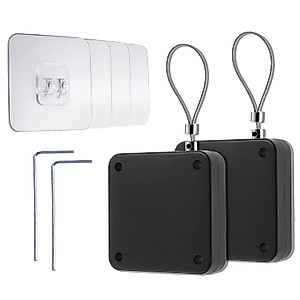 Rierdge 800g Set of 2 Punch-Free Automatic Sensor Door Closer, Multifunctional Drawstring Auto Door Closer for Residential Commercial Bedroom Room Storm (2 Pcs Black)