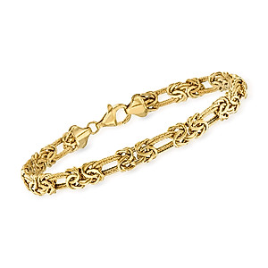 Ross-Simons 14kt Yellow Gold Flat Byzantine Double-Link Bracelet. 7 inches