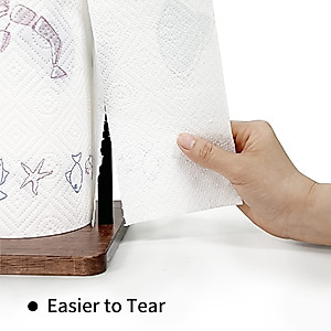 Black Paper Towel Holder Stand with Exquisite Wood Square Base, Niffgaff Free-Standing Paper Towel Roll Dispenser for Kitchen Countertop, Fits Standard and Jumbo Size Rolls