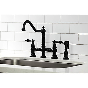 Kingston Brass KS3270PKLBS Duchess Bridge Kitchen Faucet, Matte Black