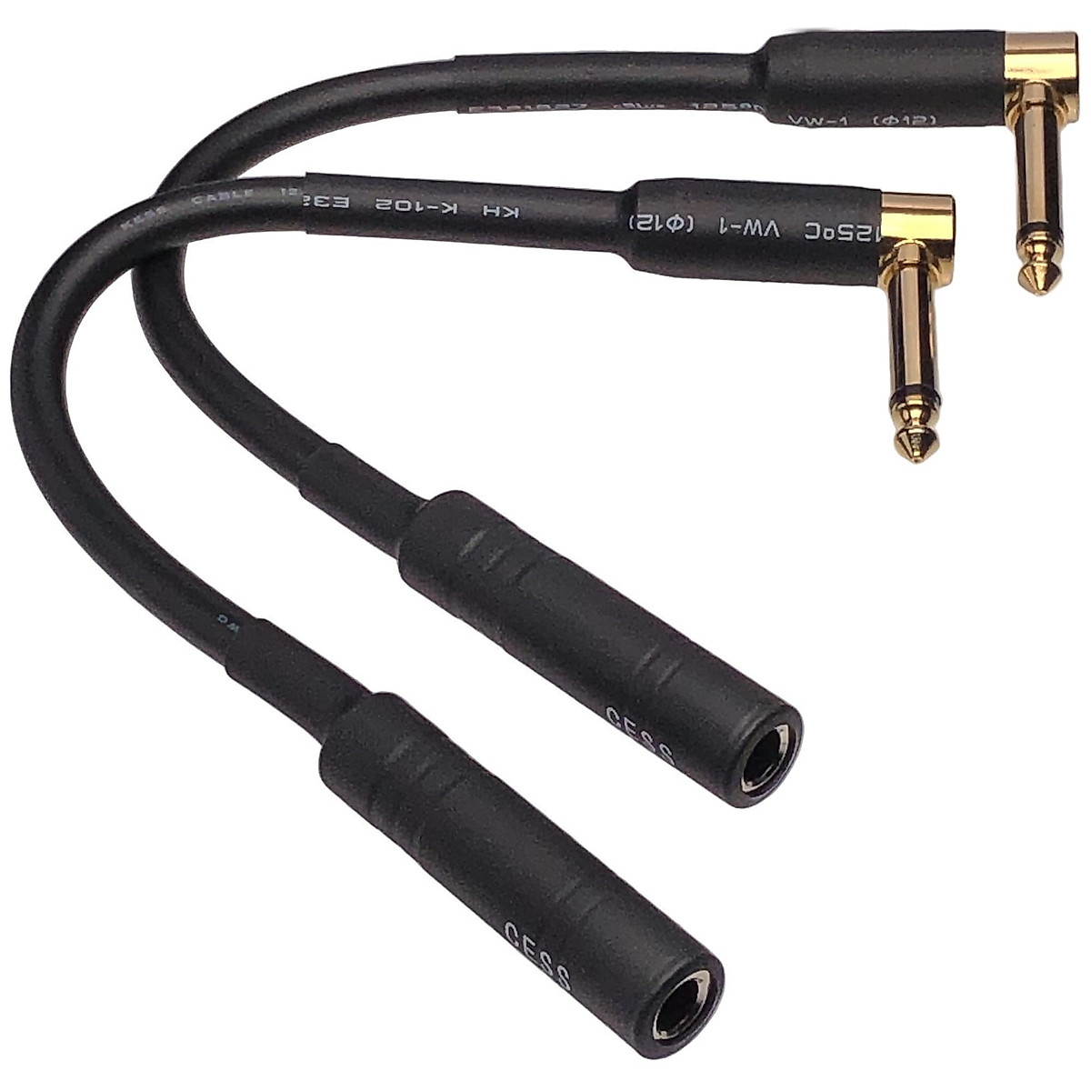 CESS-090 Low-Noise Right Angle 1/4 TS Male to Female Guitar Extension Cable, 2 Pack