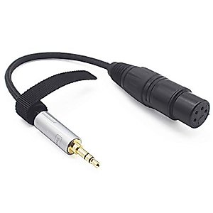 Youkamoo 3.5mm to 4-pin XLR Female Headphone Audio Headphone 8 Core Silver Plated Adapter Cable 15CM [ 3.5mm Stereo Male ] Male to Female