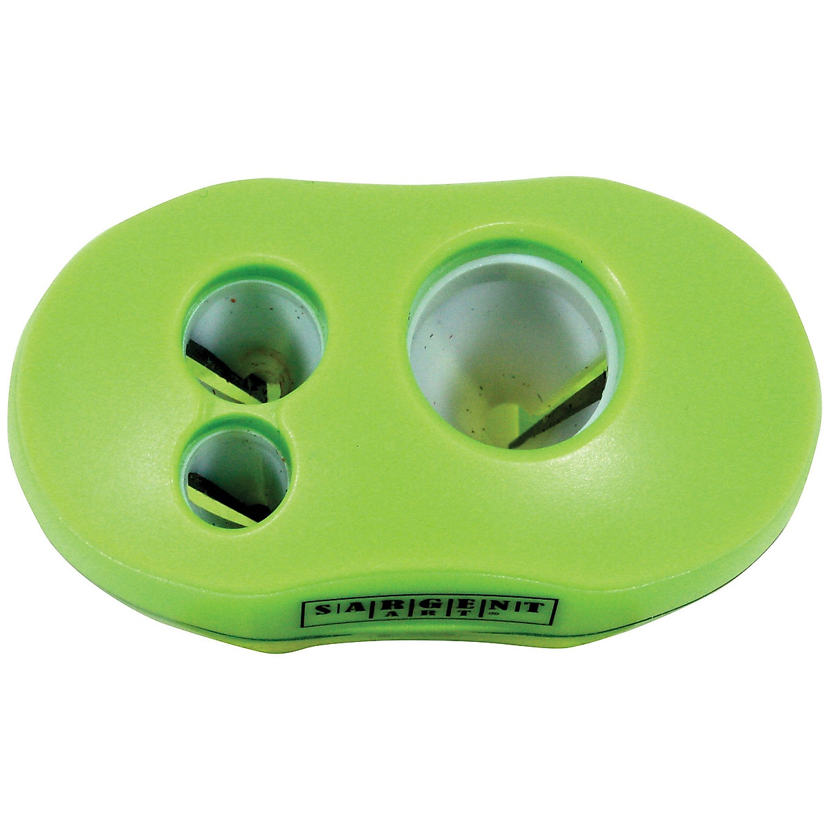 Sargent Art 3 Manual Hole Pencil Sharpeners - 3 Holes With Lid - Portable Colored Pencil Sharpener - Jumbo - Green - Easy Grip Oval Shape