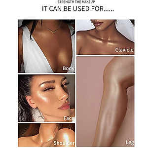 Go Ho Face Body Illuminator,Liquid Highlighter Makeup Drops,Moisturizing Face Luminizer,Waterproof Smooth Liquid Spray Shine Shimmer Glow Foundation Glitter Body Makeup(#2 Rose Golden)