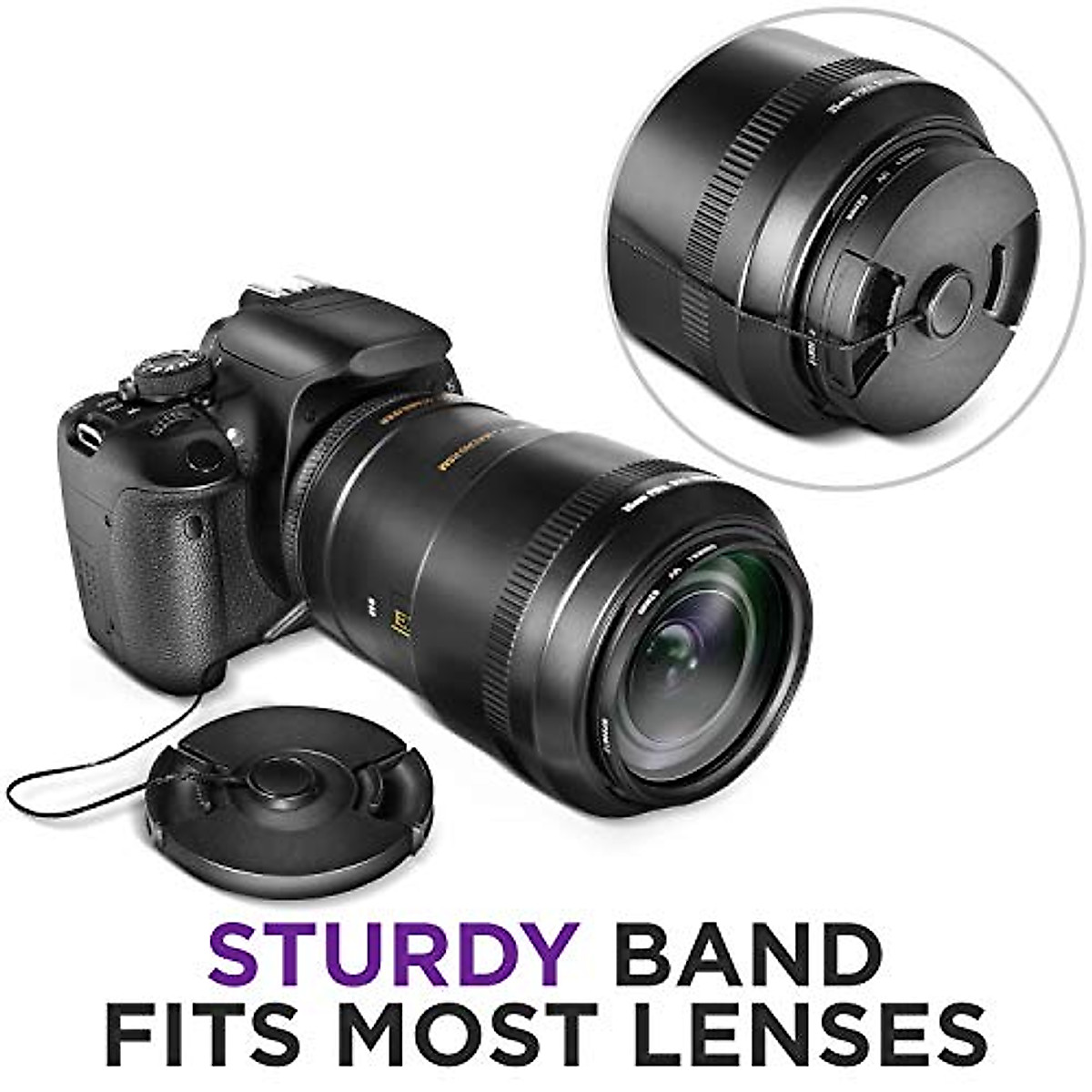 5 Pcs Altura Photo Lens Cap Keeper, Camera Lens Cap Leash for DSRL & Mirrorless Lenses - Camera Lens Keeper/Lens Holder for Canon, Nikon, Sony, Sigma, Tamron & Others Camera Lens Accessories