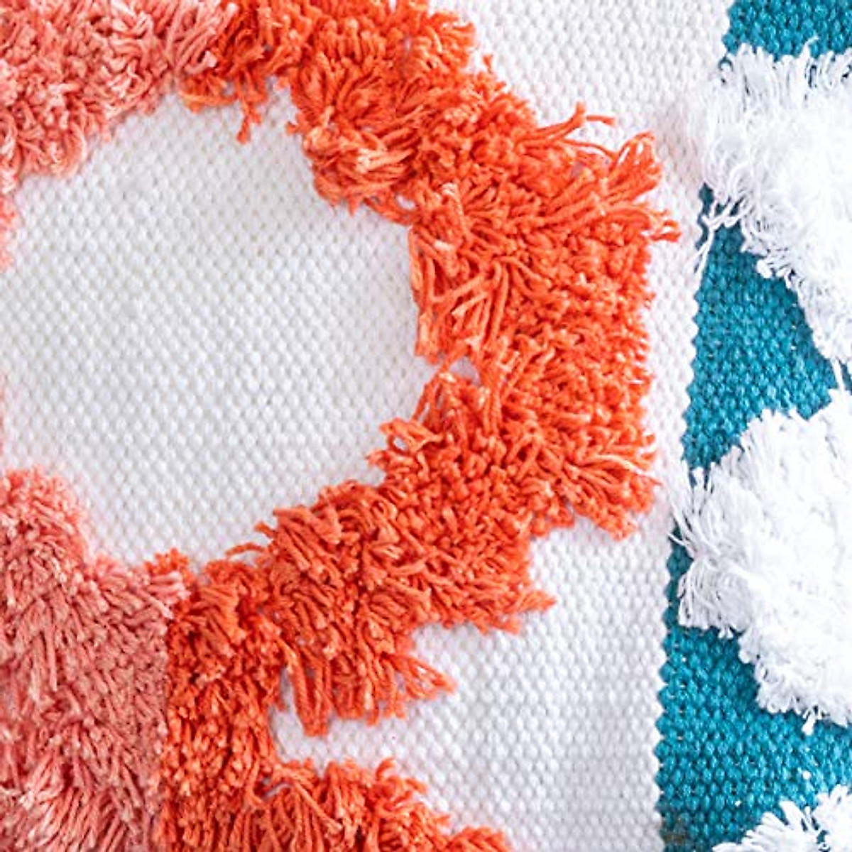 Refinery29 | Teagan Collection | 100% Cotton Luxury Decorative Textured Throw Pillows, Ultra Soft with Stylish Modern Woven Tufted Design for Home Décor, 18 x 18, Coral