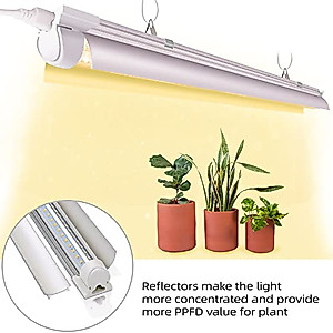 Kihung (Pack of 8) LED 2FT T8 , 192W(8×24W) Full Spectrum Light Strips with Reflectors, High PPFD Value Grow Lights for Indoor Plants