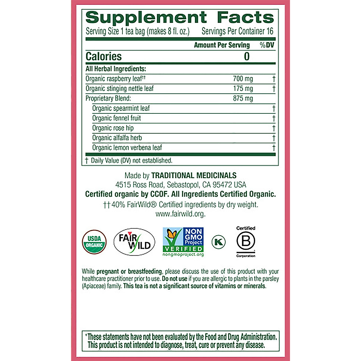 Traditional Medicinals Organic Pregnancy Tea Raspberry Leaf Herbal Tea, Supports Healthy Pregnancy, (Pack of 3) - 48 Tea Bags Total