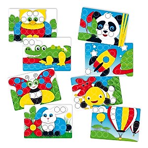 Quercetti - Pixel Junior Starter Set - Peg Button Art Toy with 8 Design Template Cards and 40 Large Pegs Multi 28.5 x 5.33 x 36.07 cm