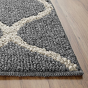 Maples Rugs Rebecca Contemporary Runner Rug Non Slip Hallway Entry Carpet, 1'9 x 5', Grey/White & Rebecca Contemporary Kitchen Rugs Non Skid Accent Area Carpet, 2'6 x 3'10, Grey/White