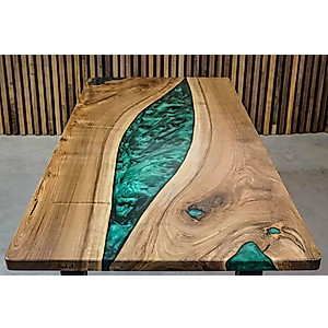 Epoxy Table, Live Edge Wooden Table, Epoxy Resin River Table, Natural Wood,Dining Table, Natural Epoxy Table, Resin Table 42" x 24" Inch