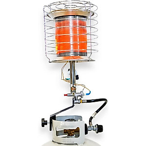 Avenger FBDTP360 Tank Top Outdoor Heater for Use with Propane Gas Tanks for Camping, Patios, and More, 360-Degree Burner, 42,000 BTU, Silver