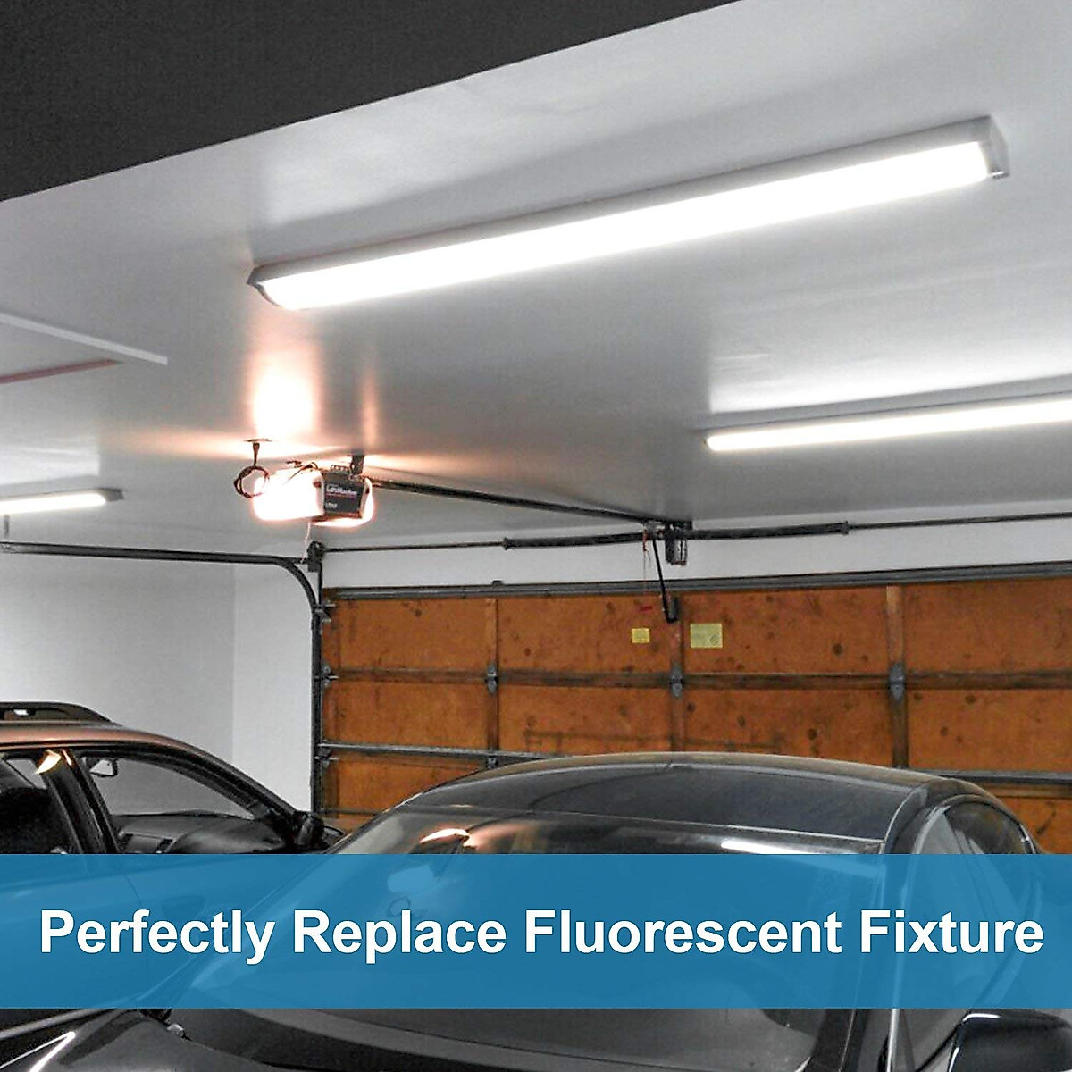 FAITHSAIL Linkable 4FT LED Wraparound Light 40W Flush Mount Garage Shop Lights, 4400lm, 4000K, 4 Foot Linear Wrap Ceiling Lighting Fixture for Workshop Office Kitchen, Fluorescent Replacement, 6 Pack